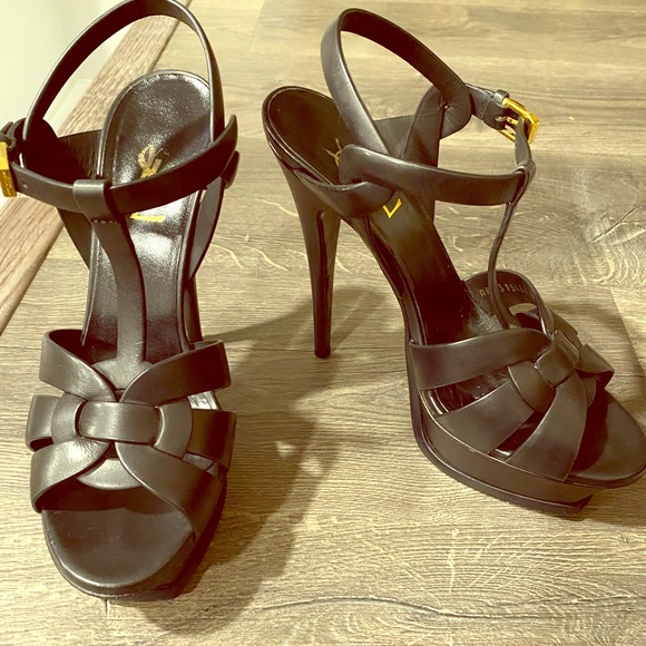 Yves Saint Laurent | Shoes | Ysl Tribute Leather Platform Sandals ...